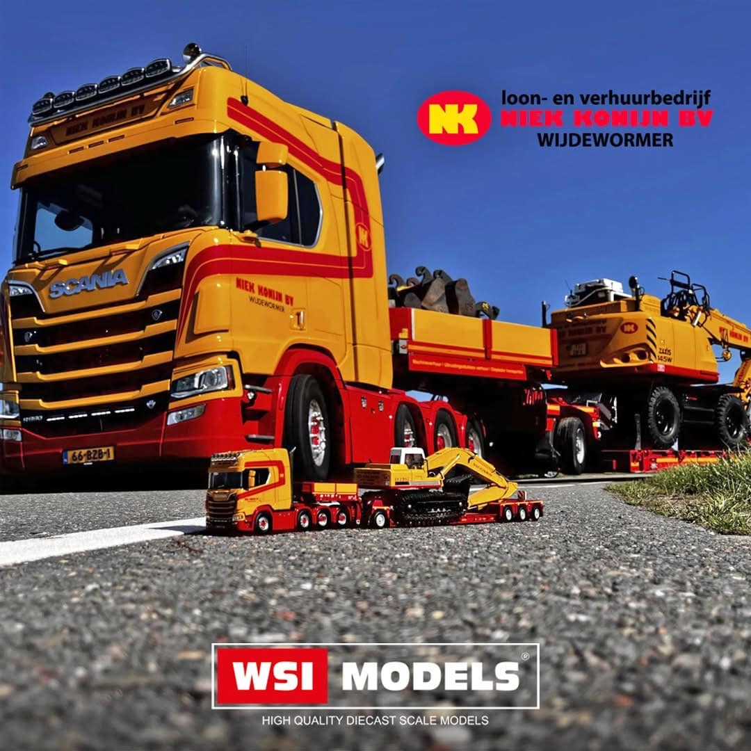 NIEUW | Exclusief WSI Schaalmodel Scania V8 met faymonville dieplader ...